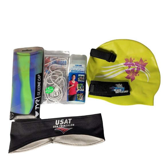 Sweat Vac | Accessories | Triathlon Kit Headband Bungee Laces Swim Caps ...